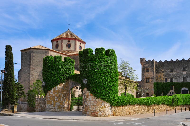 Sant Marti Church and Altafulla Castle in Altafulla, Spain Stock Photo ...