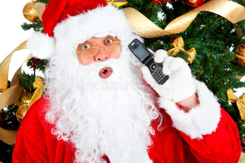 Classic Santa with Cellphone Stock Image - Image of isolated ...