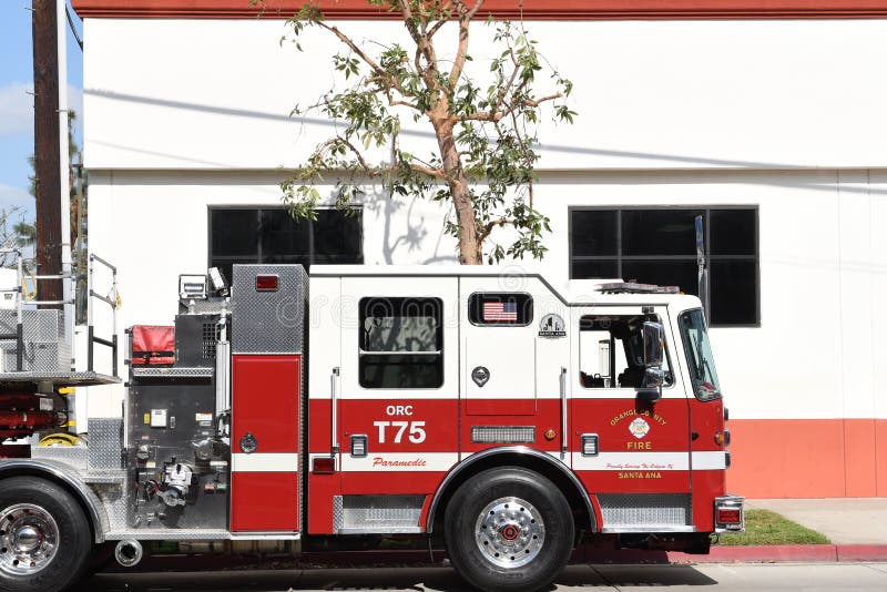 .Cab of an Orange County Fire Authority Engine at the Scene of an ...