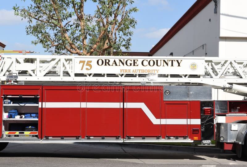 An Orange County Fire Authority Engine at the Scene of an Emergency ...