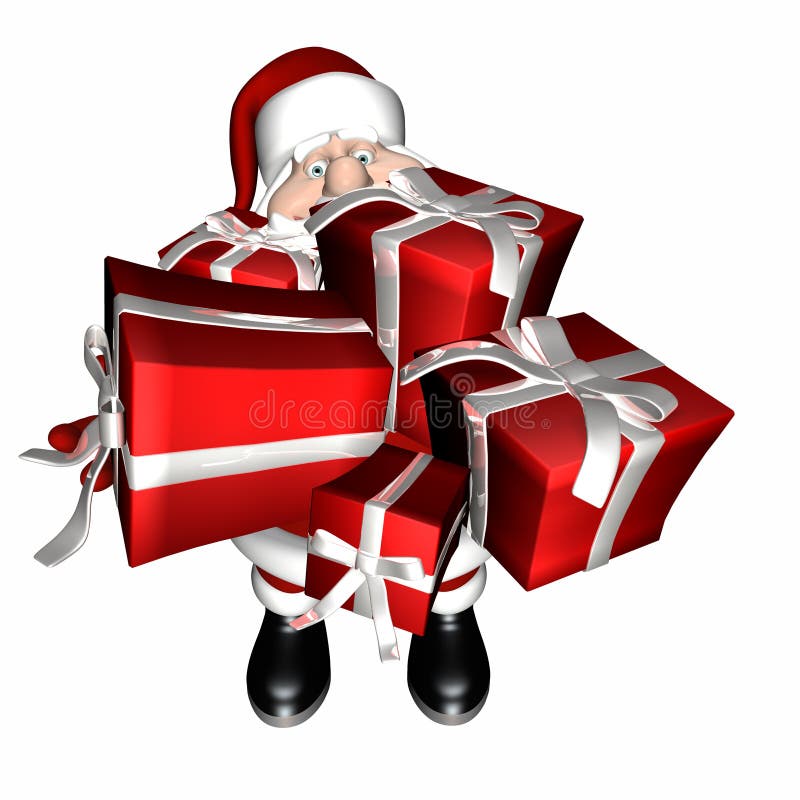 Santa with Arms Full of Gifts Stock Illustration - Illustration of ...