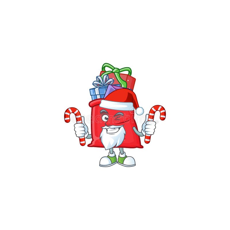Santa Bag Full of Gift Cartoon Character in Santa with Candy Stock ...