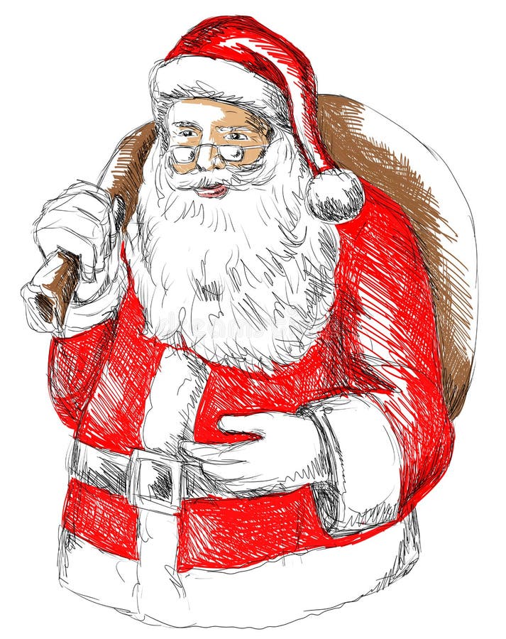 Santa with bag red stock illustration. Illustration of present - 3765093