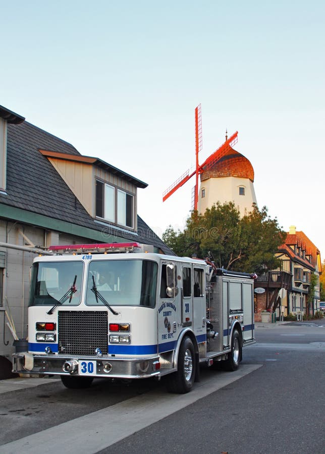 Santa Barbara County Fire Truck in Solvang, CA Stock Image - Image of ...