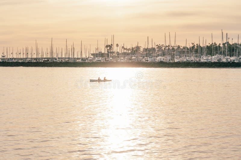 Santa Barbara Harbor Sunset, Quiet Water and a Beautiful Sunset Sky ...