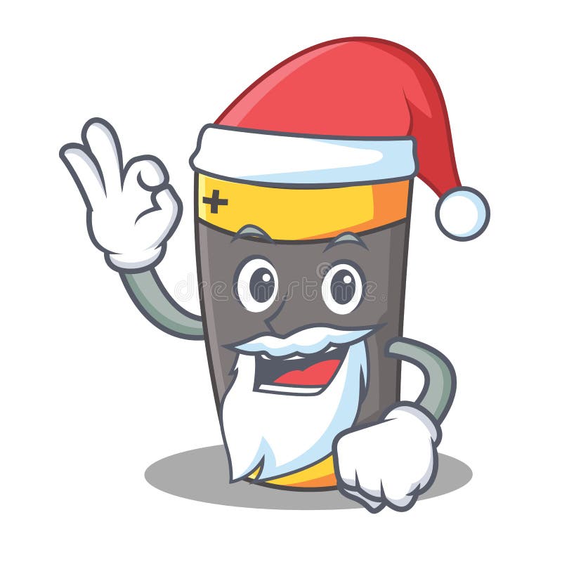 Santa Battery Mascot Cartoon Style Stock Vector - Illustration of icon ...