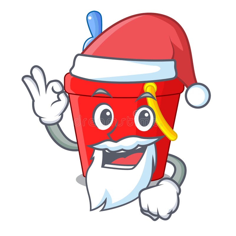 Santa Beach Bucket in String Shape Mascot Stock Vector - Illustration ...