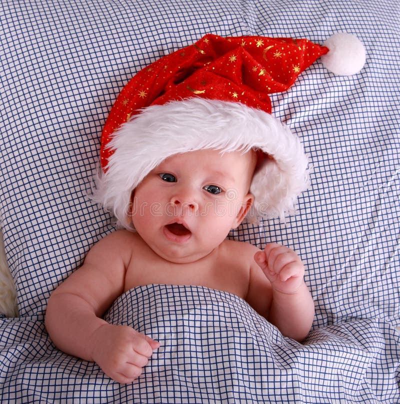 Santa on the bed stock photo. Image of girl, beauty, holiday - 7221118