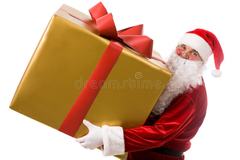Santa with big gift stock photo. Image of christmastime - 11748770