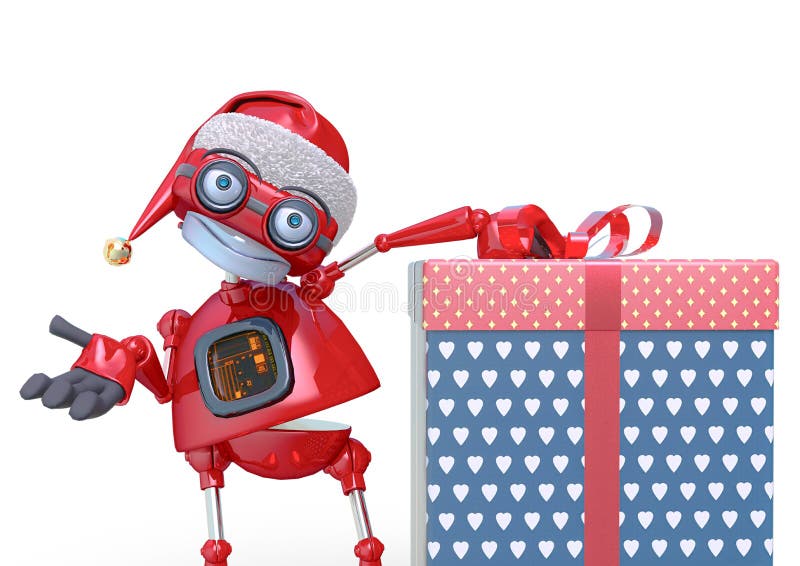 Santa Bot Looking Up in White Background Stock Illustration ...