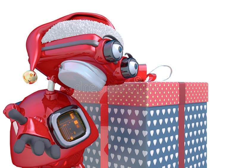 Santa Bot Looking Up in White Background Stock Illustration ...