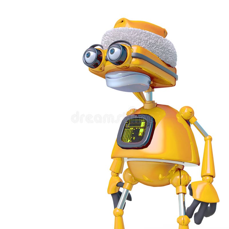 Santa Bot Looking Up in White Background Stock Illustration ...