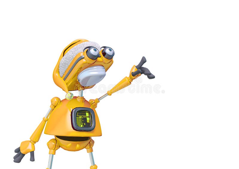 Santa Bot Pointing Up in White Background Stock Illustration ...