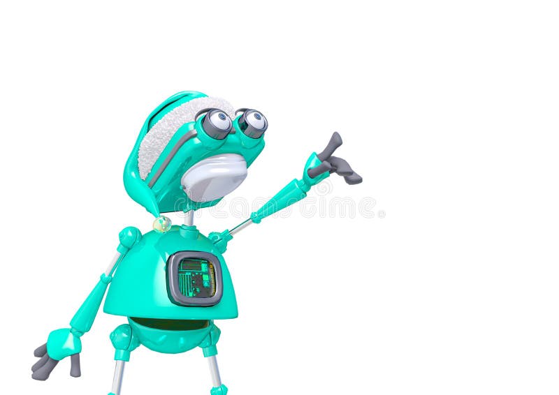 Santa Bot Pointing Up in White Background Stock Illustration ...
