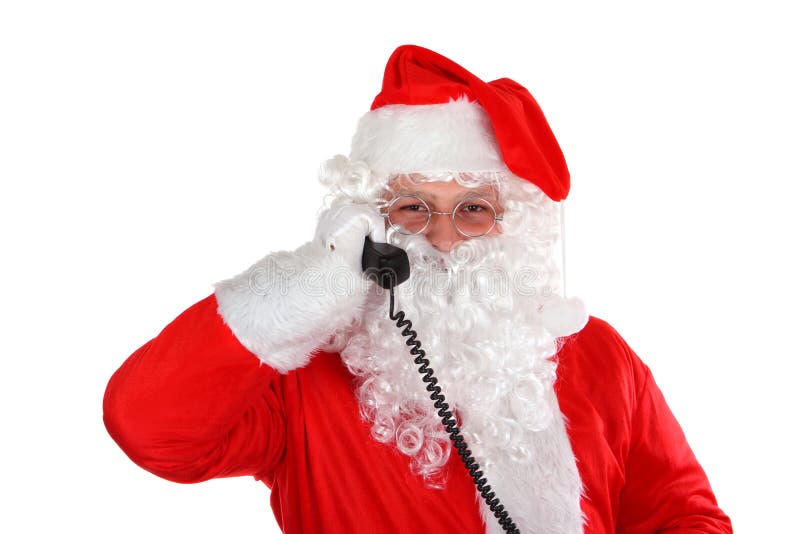 Santa Calling Up the Christmas Elves Stock Photo - Image of male ...