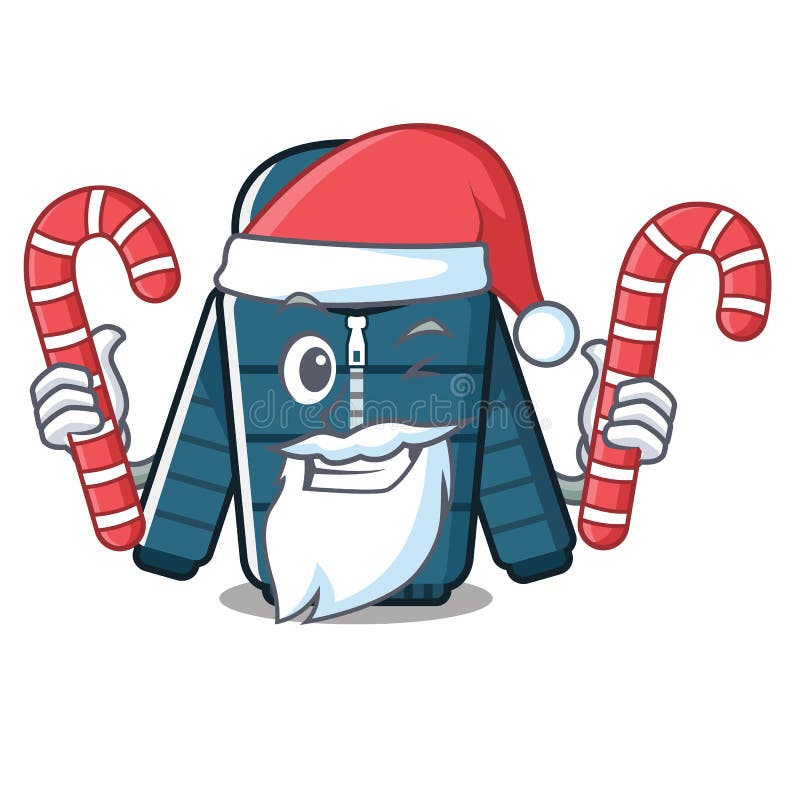 Santa with Candy Cartoon Winter Coat Kept in Closet Stock Vector ...