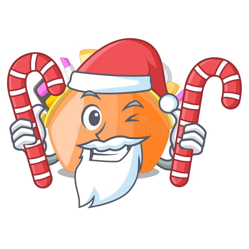 Santa with Candy Cosmetic Bag Above the Cartoon Table Stock Vector ...