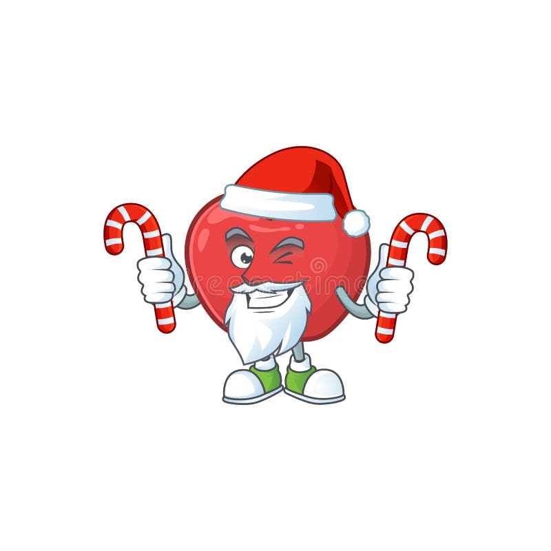 Santa with Candy Cute Apple Character Mascot with Object Cartoon Stock ...