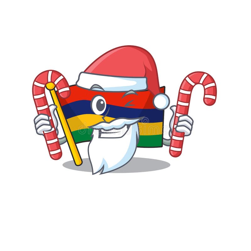 Santa with Candy Flag Mauritius in the Character Shape Stock Vector ...