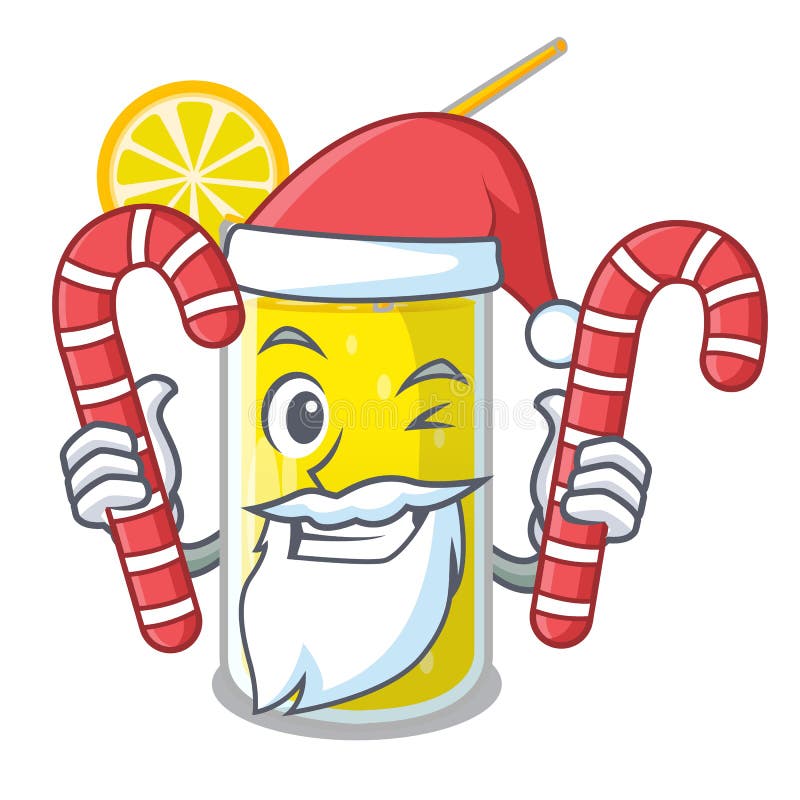 Santa with Candy Fresh Lemon Juice in Glas Cartoon Stock Vector ...