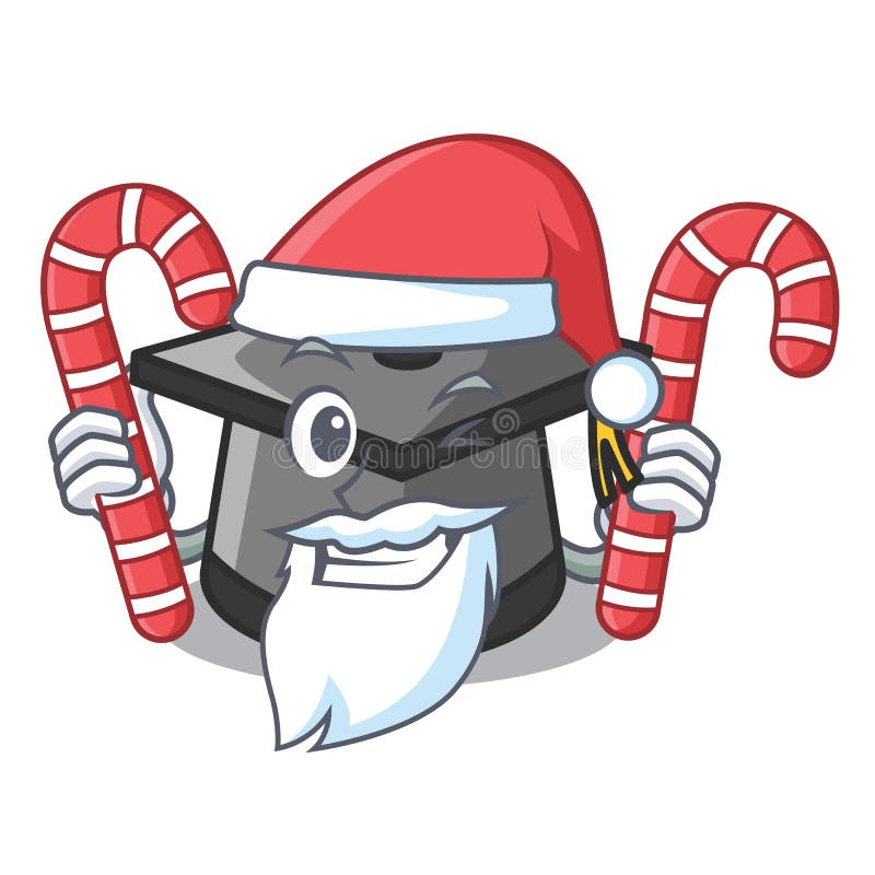 Santa with Candy Graduation Hat Mascot Cartoon Stock Vector ...