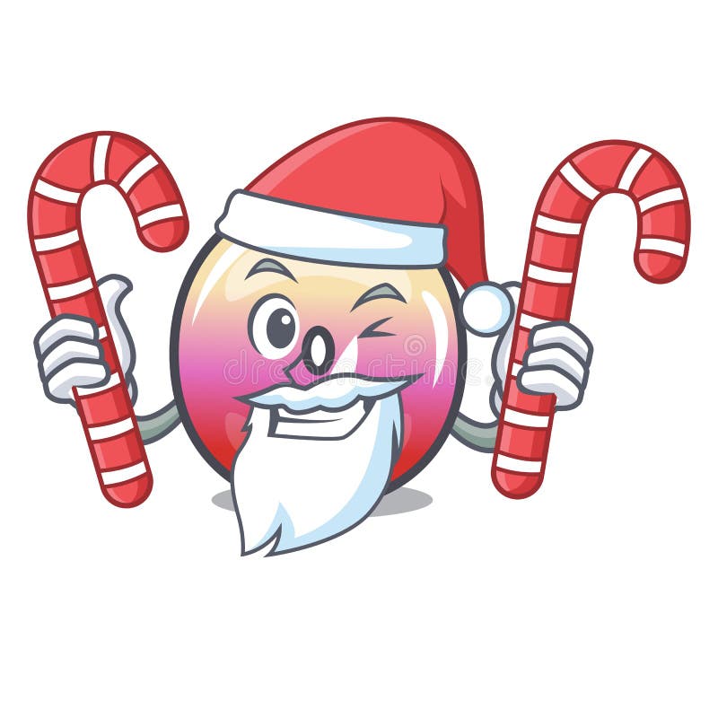Santa with Candy Jelly Ring Candy Mascot Cartoon Stock Vector ...