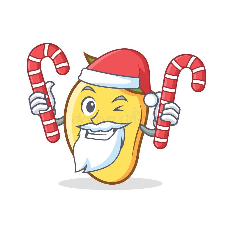 Santa with Candy Mango Character Cartoon Mascot Stock Vector ...