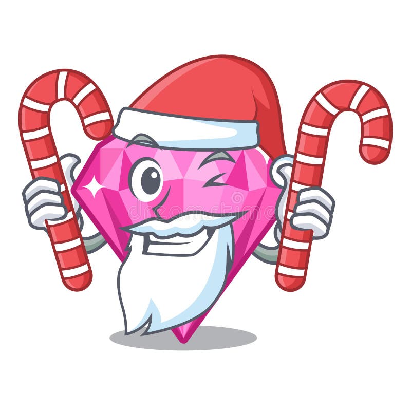 Santa with Candy Pink Diamond in a Cartoon Box Stock Vector ...