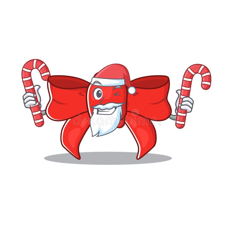 Santa with Candy Red Ribbon Bow with the Cartoon Stock Vector ...