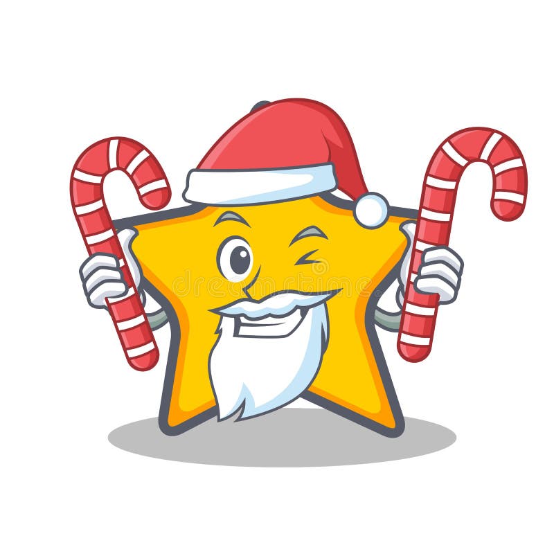Santa with Candy Star Character Cartoon Style Stock Vector ...