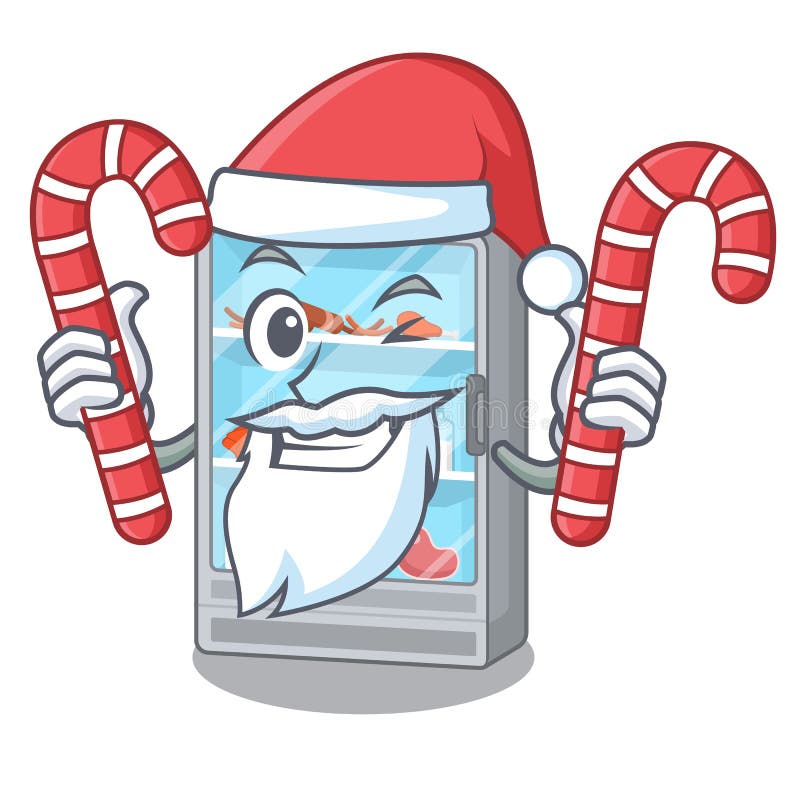 Santa with Candy Toy Refrigerator in on Cartoon Shape Stock Vector ...