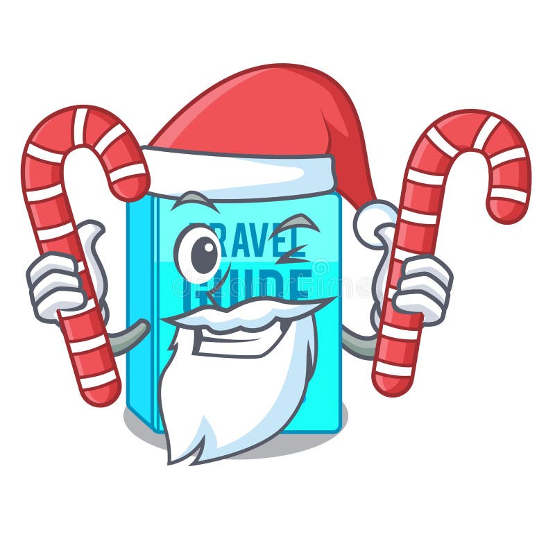 Santa with Candy Travel Guide Book Above Table Cartoon Stock Vector ...