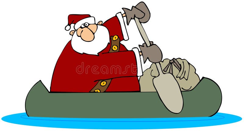 Santa in a Canoe stock illustration. Illustration of boat - 17058472