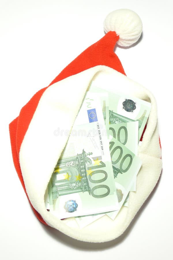 Santa cap with cash inside stock image. Image of spending - 7378815