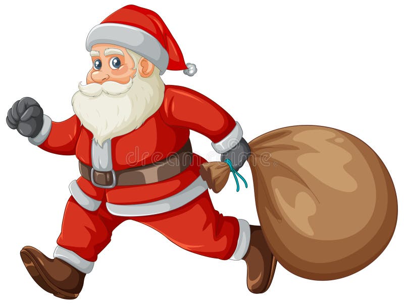 Santa carrying a sack stock vector. Illustration of suit - 332813530