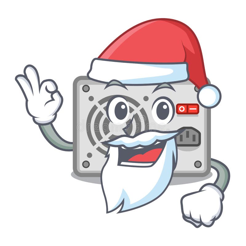 Santa Cartoon Power Supply on the Computer Stock Vector - Illustration ...