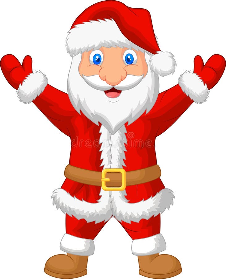 Happy Santa Cartoon Waving Hand Stock Vector - Illustration of ...