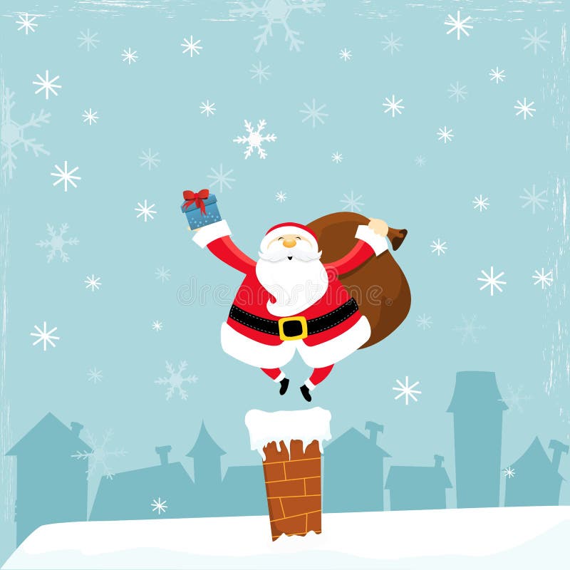 Santa on Chimney stock illustration. Illustration of laughing - 59047452