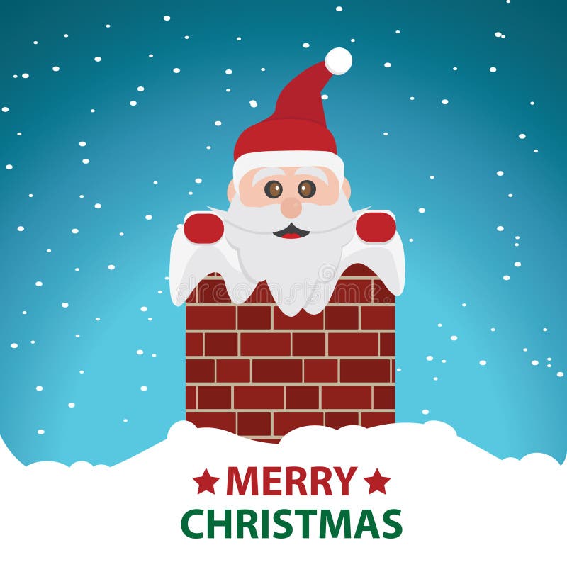 Santa in the Chimney. Vector Illustration Decorative Design Stock ...