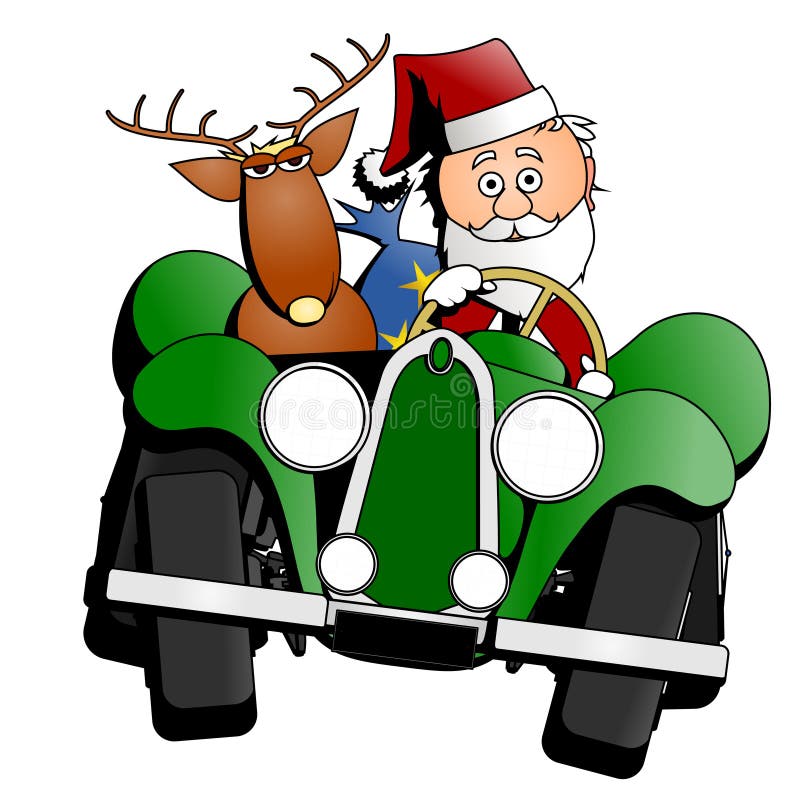 Santa On A Lowrider Car Clip Art