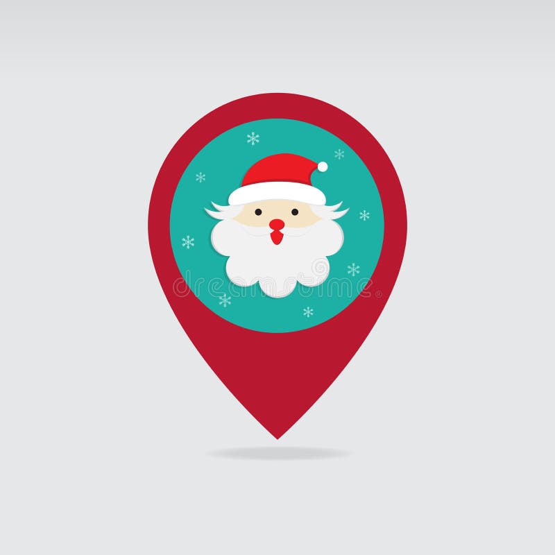 Santa Christmas Flat Pin Map Icon Stock Vector - Illustration of cute ...