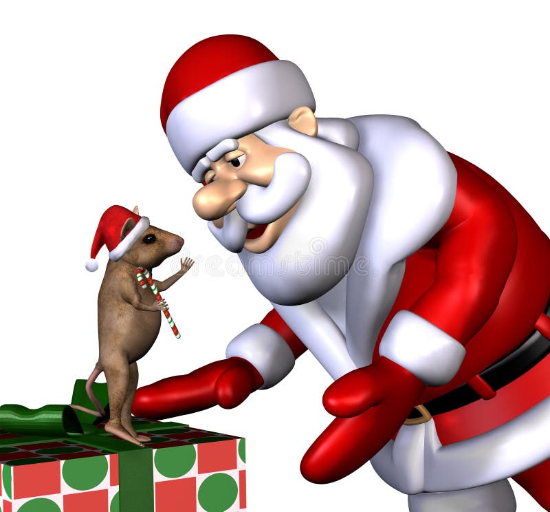 Santa with Christmas Mouse - with Clipping Path Stock Illustration ...
