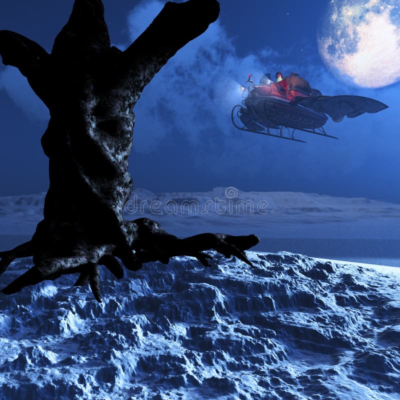 Santa on a Christmas run stock illustration. Illustration of snow ...