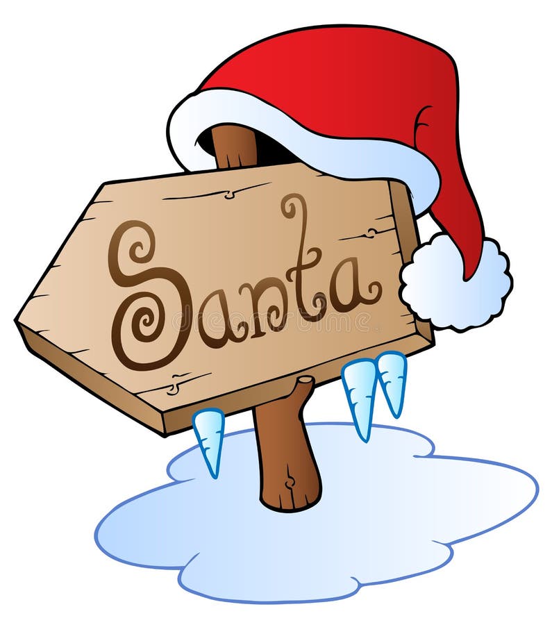 Santa Christmas Sign with Cap Stock Vector - Illustration of cold ...