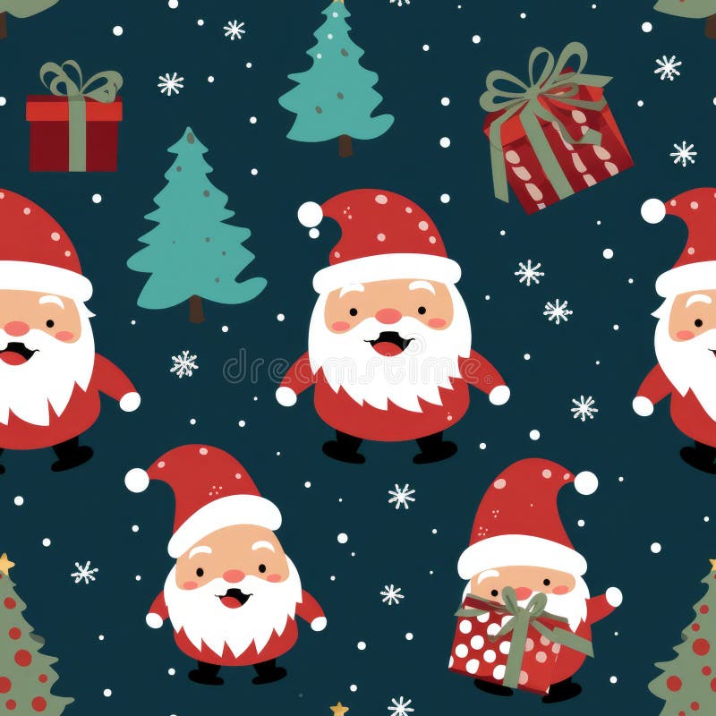 Santa Christmas Theme Background Seamless Stock Illustration ...