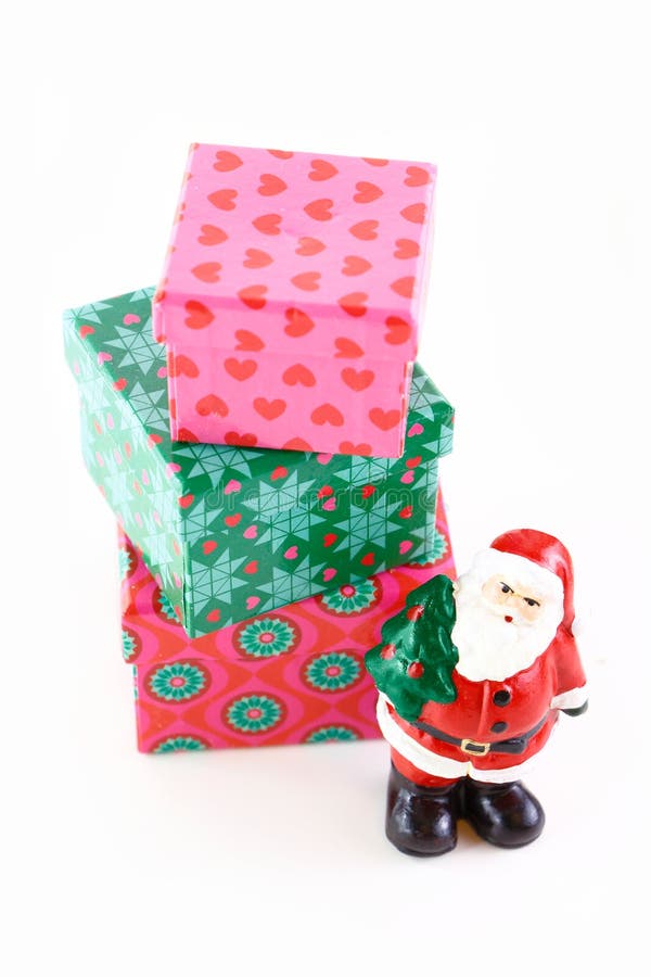 Santa with Christmas Tree and Gifts Stock Image - Image of closeup ...
