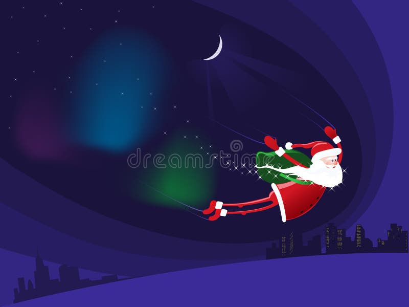 Santa Claus And Comet In The Night Starry Sky Stock Vector ...