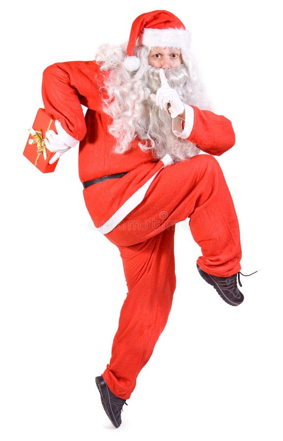 Santa tiptoe stock image. Image of beard, nicholas, sneaky - 12238679