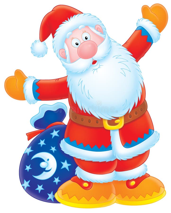 Santa Claus Falling Out from His Sledge with the G Stock Illustration ...