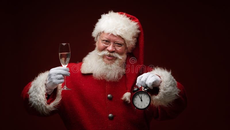 Santa Claus with Alarm Clock Stock Image - Image of holiday, december ...